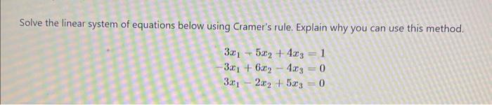Solved Solve the linear system of equations below using | Chegg.com
