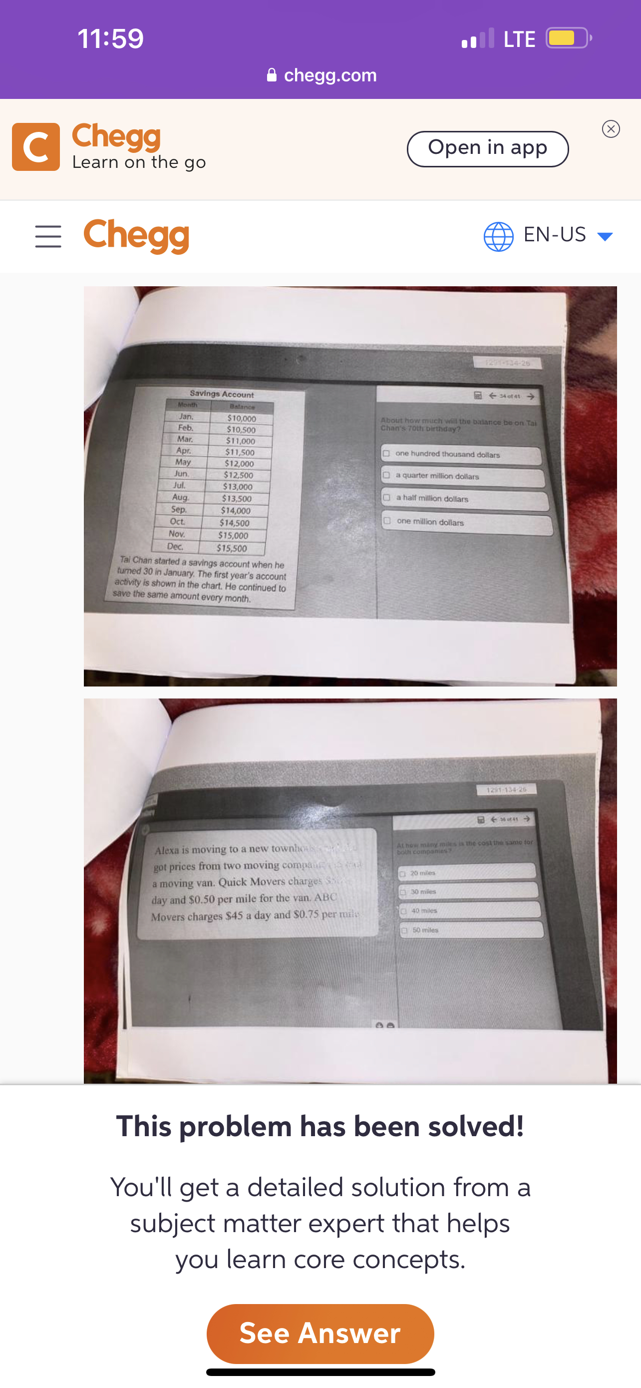 Solved 11:59al LTEa chegg.comCheggLearn on the goOpen in | Chegg.com