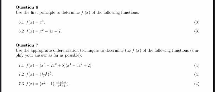 Solved Question 6Use the first principle to determine fl(x) | Chegg.com