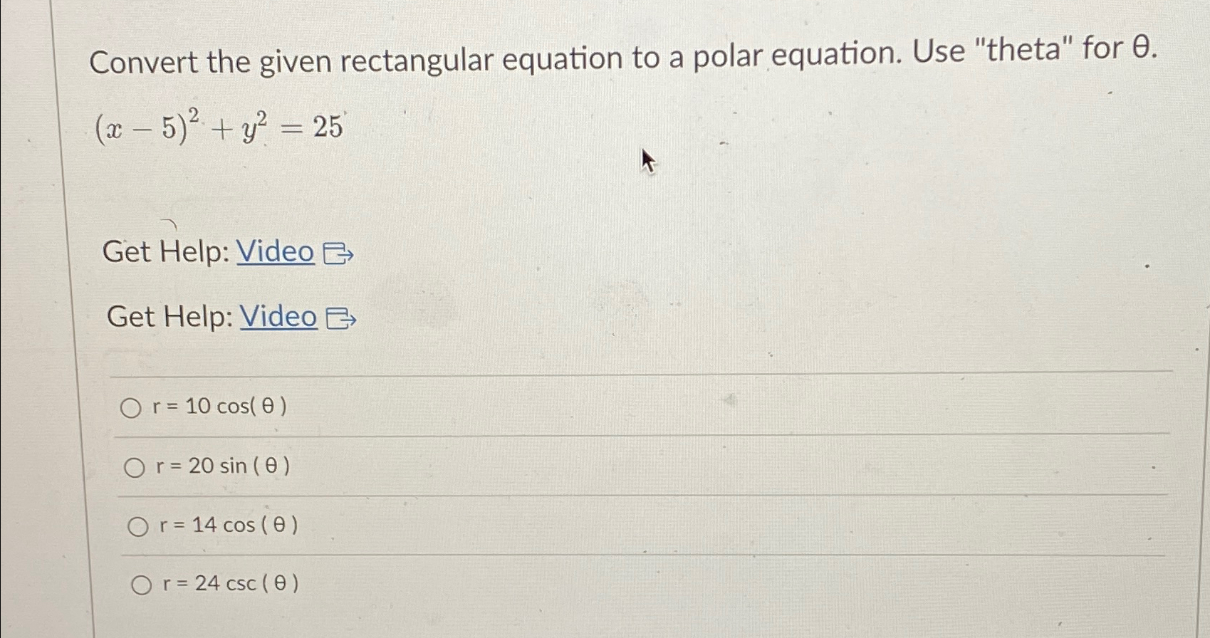 Solved Convert the given rectangular equation to a polar | Chegg.com
