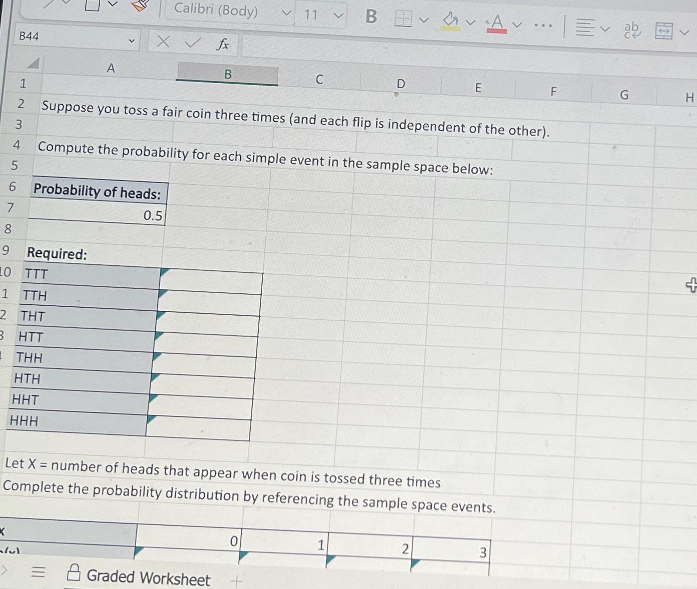Solved 2 ﻿Suppose you toss a fair coin three times (and each | Chegg.com