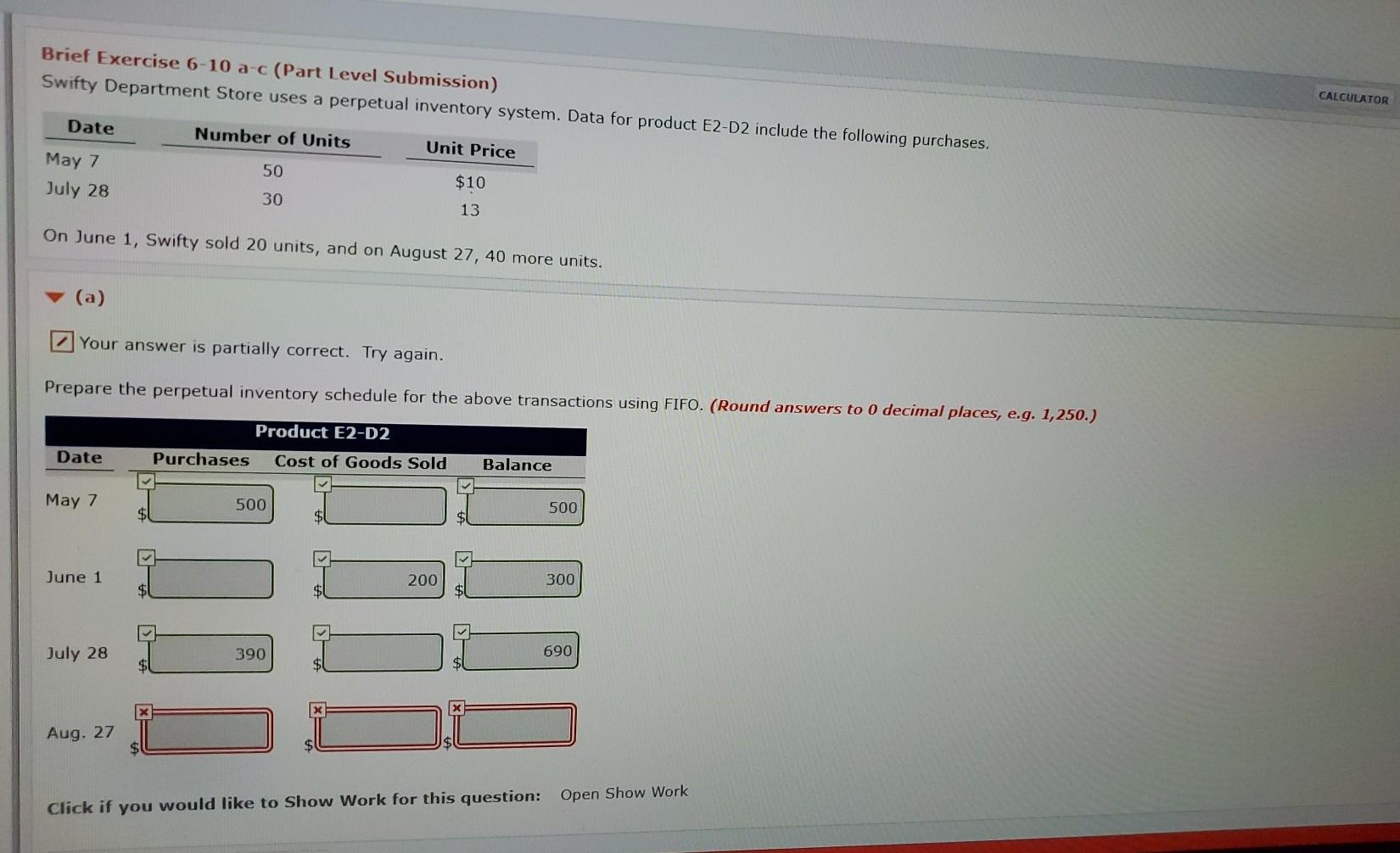 Solved Brief Exercise 6-10 a-c (Part Level Submission) | Chegg.com