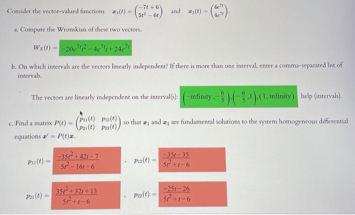 Solved Consider the vector-valued functions -77 + 562 - 60 | Chegg.com