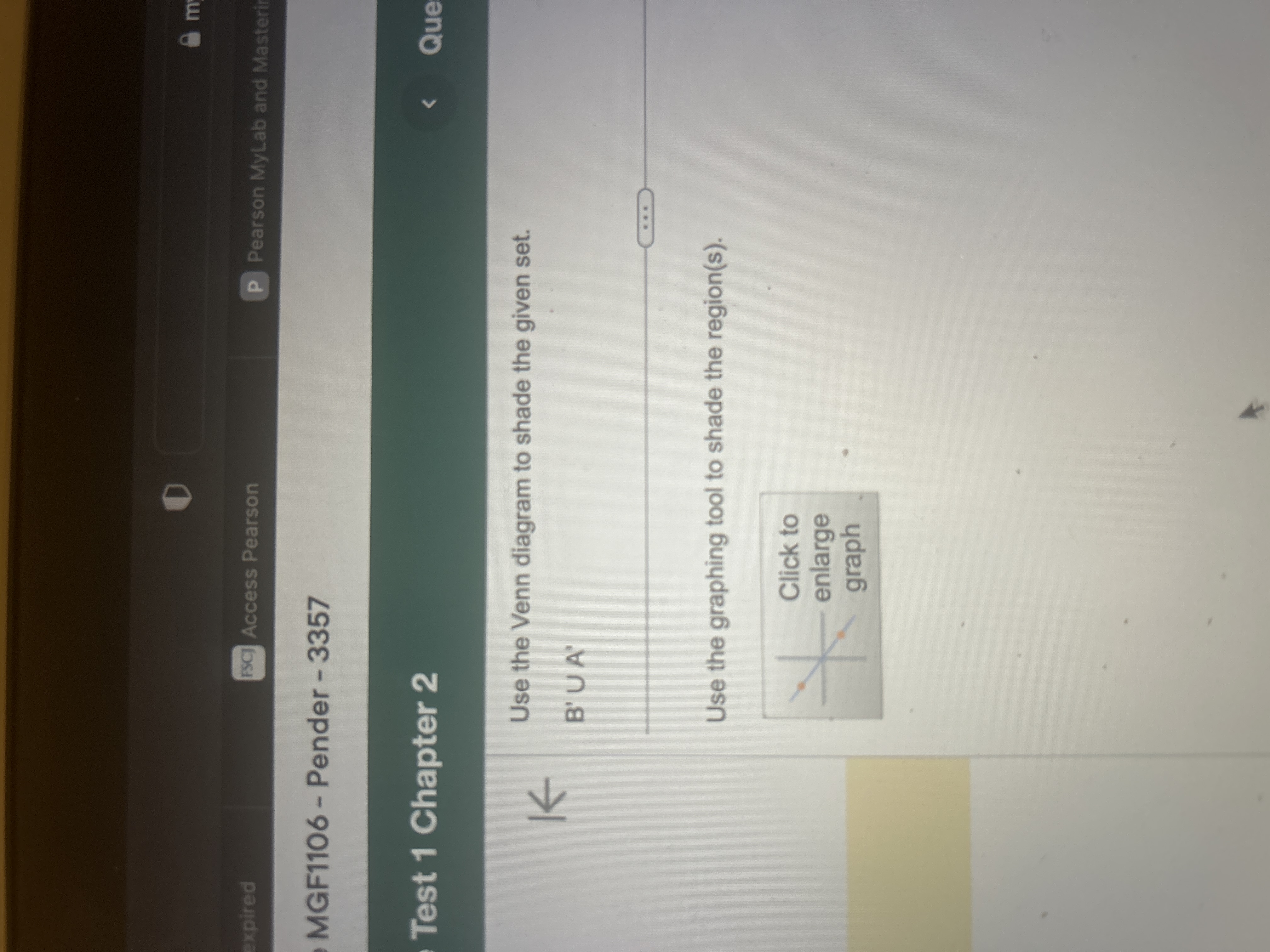 Solved Use the Venn diagram to shade the given set.B'∪A'Use | Chegg.com