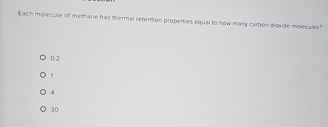 Solved Each molecule of methane has thermal retention | Chegg.com