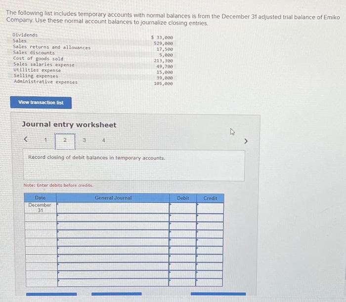 Solved The following list includes temporary accounts with | Chegg.com