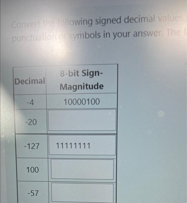 Solved Converthe following signed decimal punctuation | Chegg.com