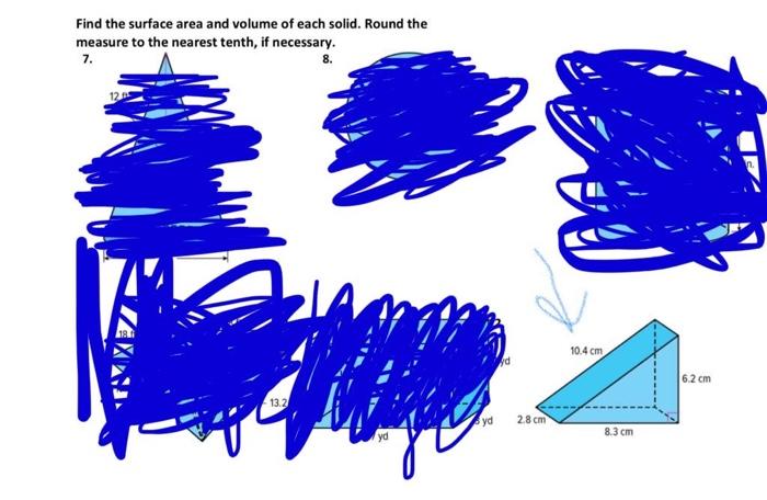 Solved Find the surface area and volume of each solid. Round | Chegg.com