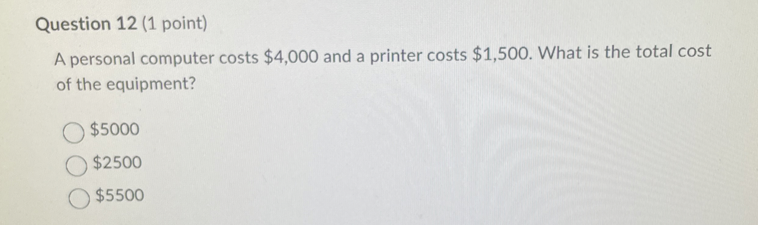 Solved Question 12 (1 ﻿point)A personal computer costs | Chegg.com