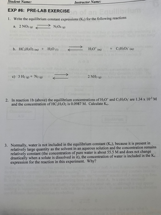 Solved Srudent Name: Instructor Name: EXP #6: PRE-LAB | Chegg.com