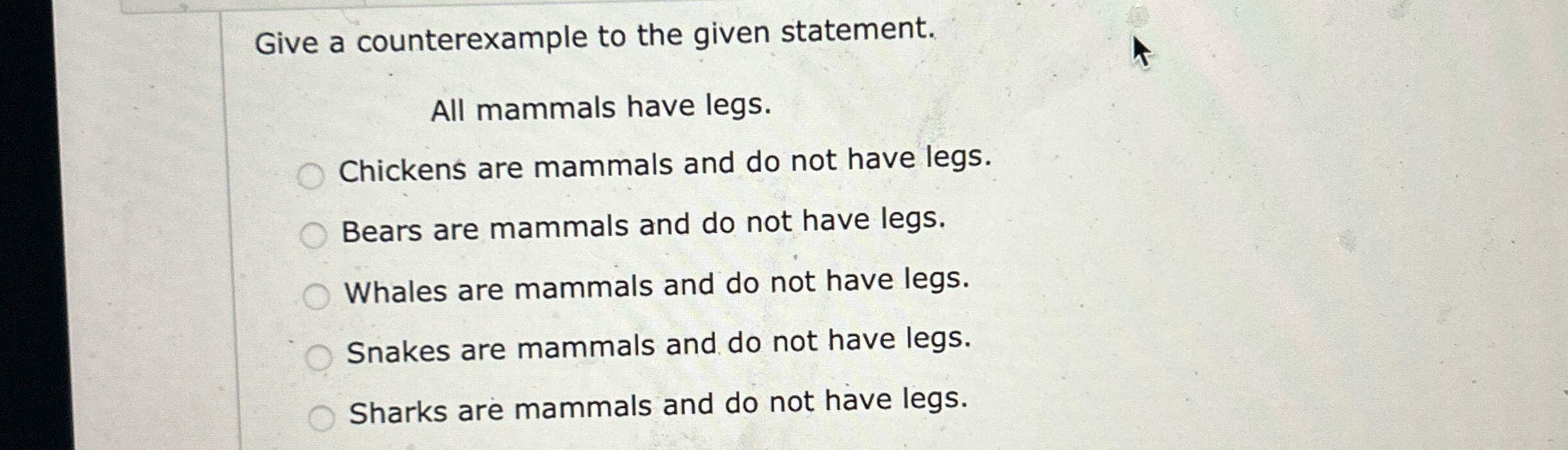 Solved Give a counterexample to the given statement.All | Chegg.com