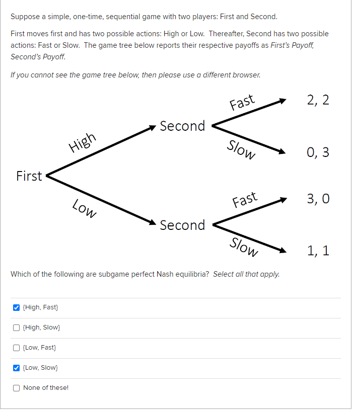 Solved Suppose a simple, one-time, sequential game with two | Chegg.com