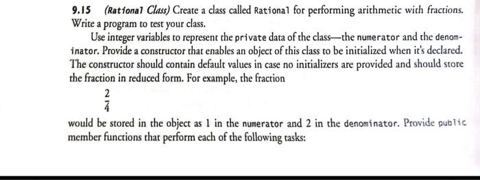 Solved 9.15 (Rationa1 Class) Create a class called Rationa] | Chegg.com