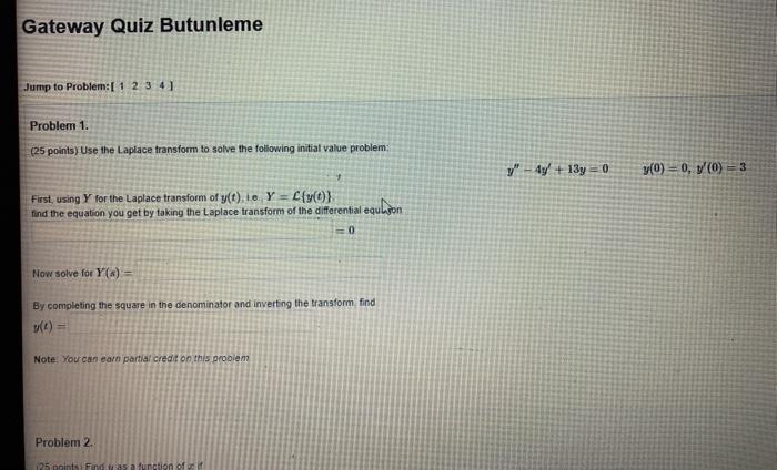 Solved Gateway Quiz Butunleme Jump to Problem: [ 1 2 3 4 | Chegg.com