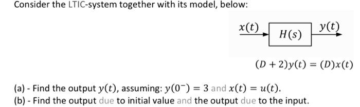 Solved Consider the LTIC-system together with its model, | Chegg.com