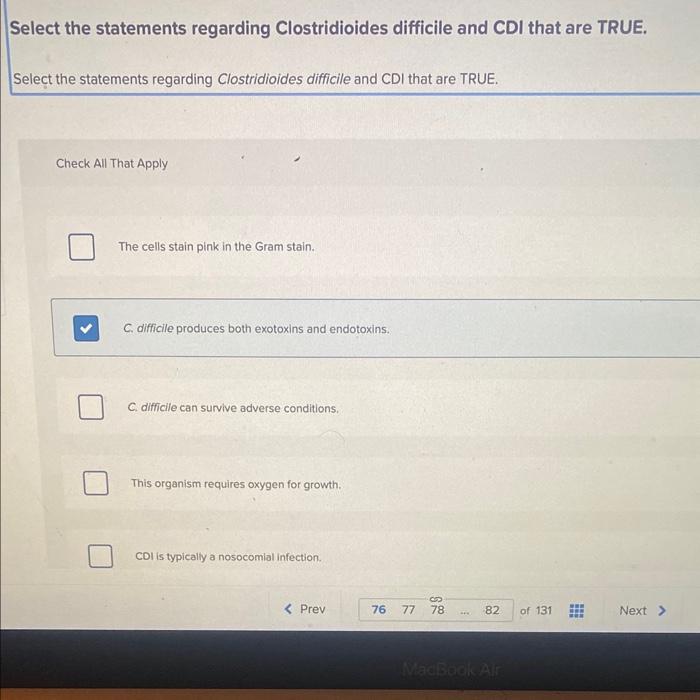 Solved Select the statements regarding Clostridioides | Chegg.com