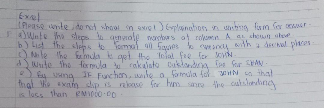 Solved Ex/2) (Please write, do not show in excel) | Chegg.com