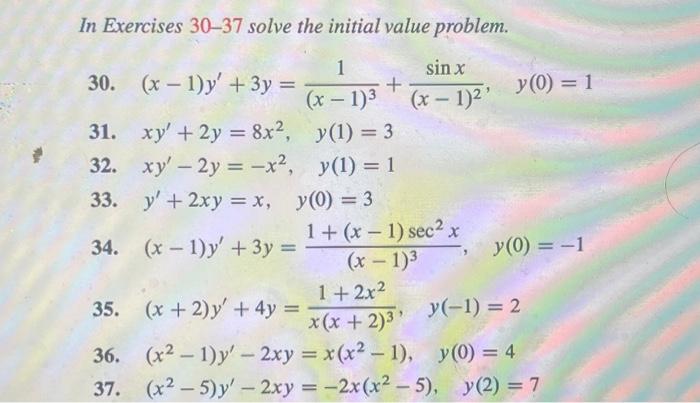 Solved In Exercises 30-37 solve the initial value problem. | Chegg.com
