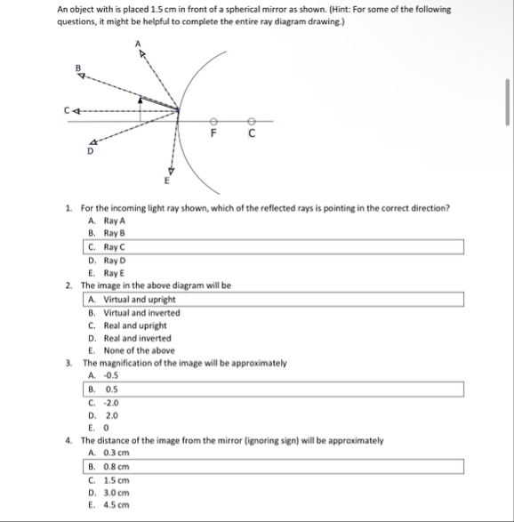 Solved An object with is placed 1.5 ﻿cm in front of a | Chegg.com