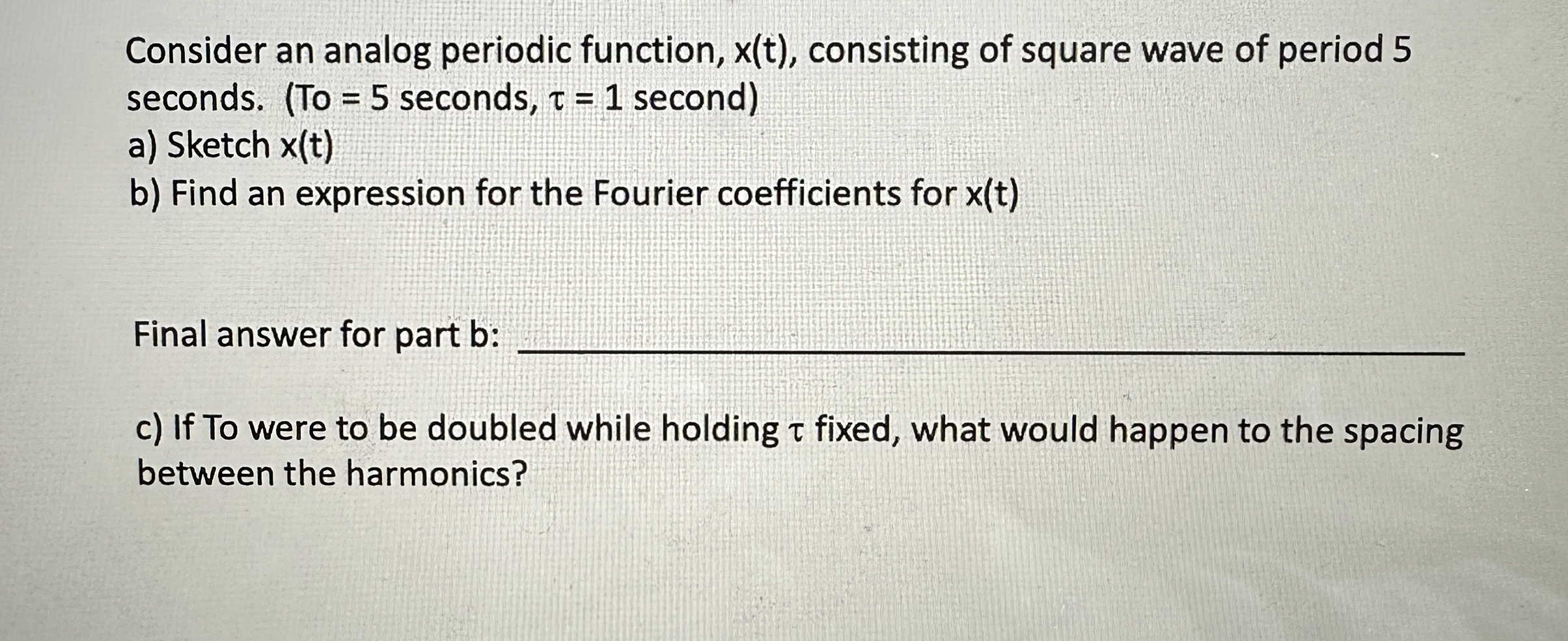 Solved Consider an analog periodic function, x(t), | Chegg.com
