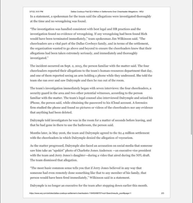 Solved Read the article and respond to the below questions. | Chegg.com
