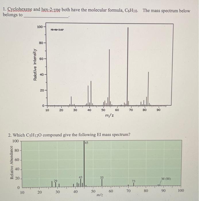 Solved 1. Cyclohexene and hex-2-yne both have the molecular | Chegg.com
