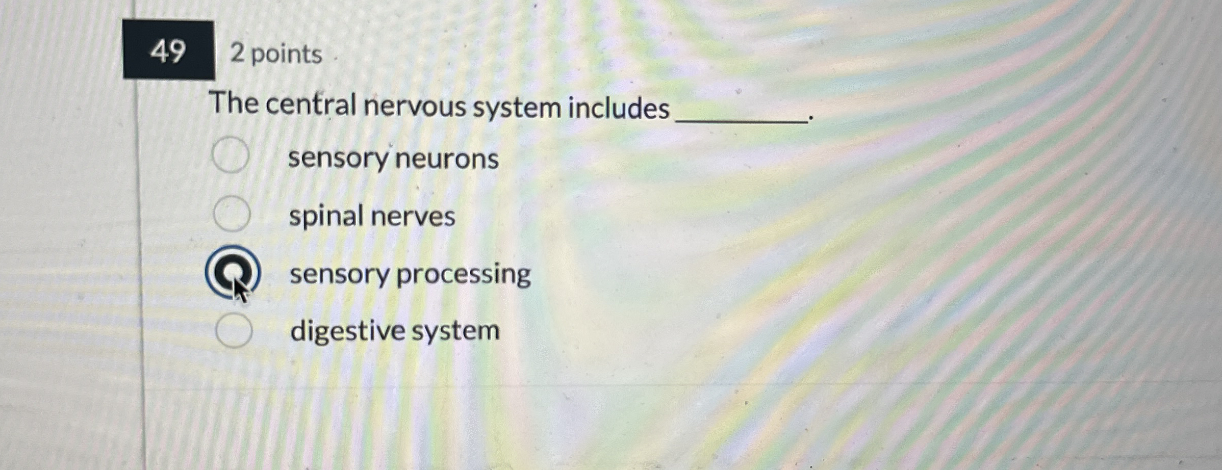 Solved The central nervous system includessensory | Chegg.com