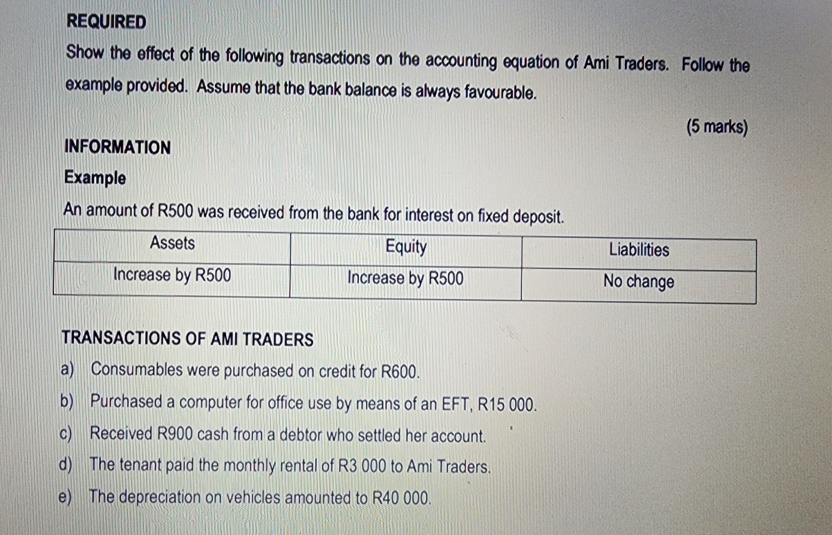 Solved REQUIREDShow the effect of the following transactions | Chegg.com