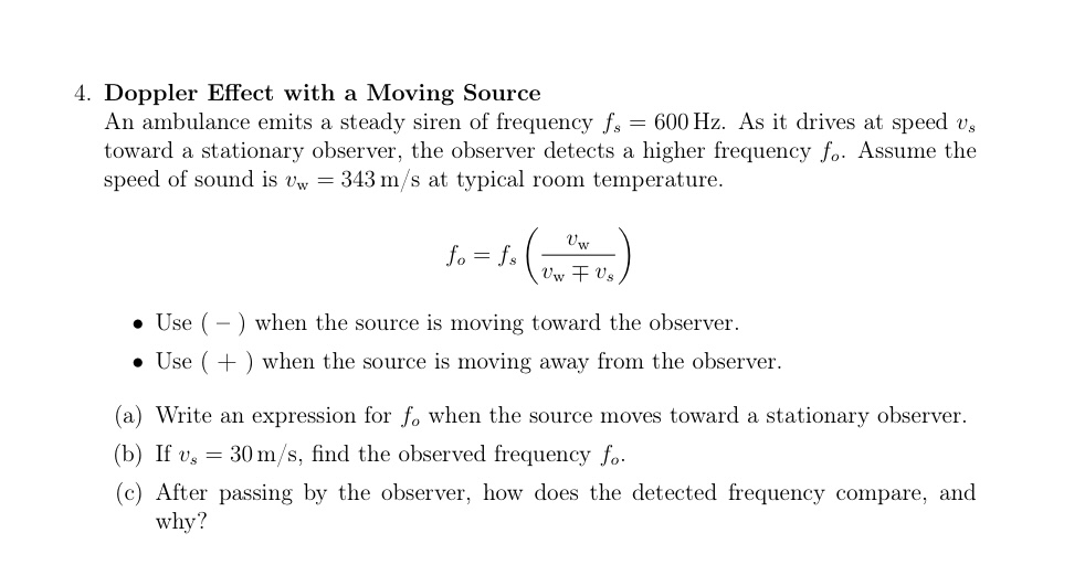 Doppler Effect with a Moving SourceAn ambulance emits | Chegg.com