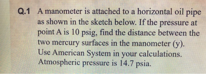 Solved Q.1 A manometer is attached to a horizontal oil pipe | Chegg.com