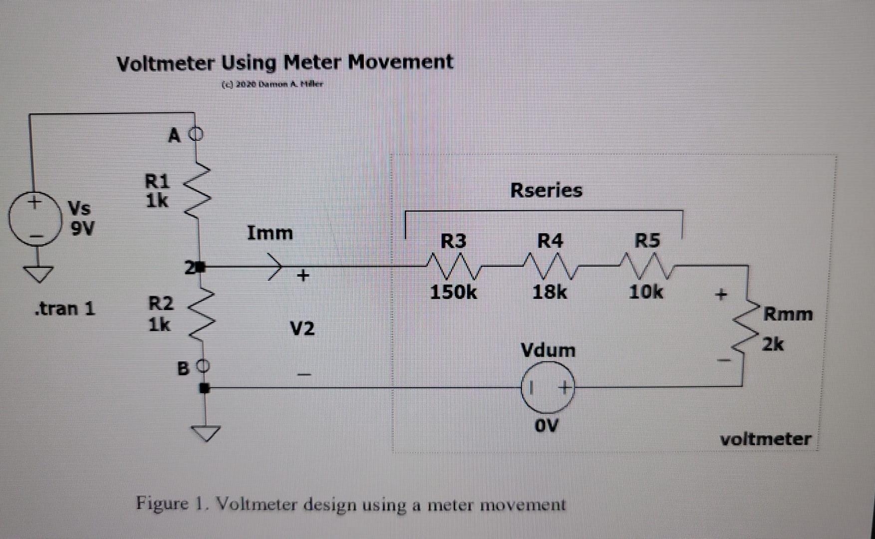 Solved Voltmeter Design 1. Figure 1 shows a 9V full-scale | Chegg.com