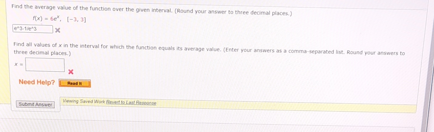 Solved Find the average value of the function over the given | Chegg.com
