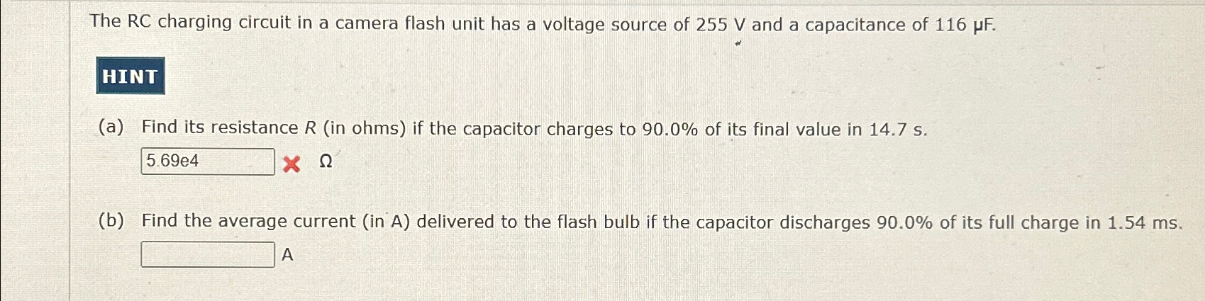 Solved The RC charging circuit in a camera flash unit has a | Chegg.com