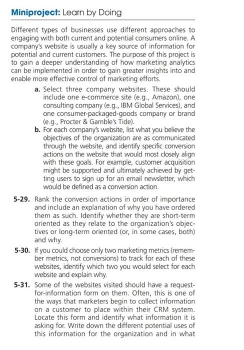 Solved Miniproject: Learn by Doing Different types of | Chegg.com