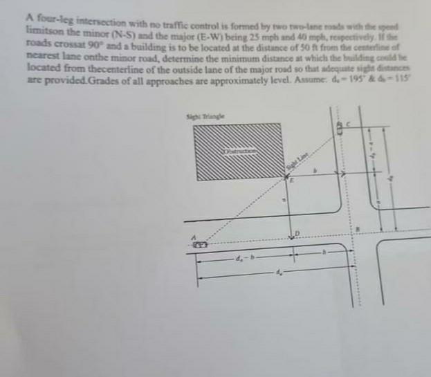 Solved A foeir-leg intersection with no traffic control is | Chegg.com