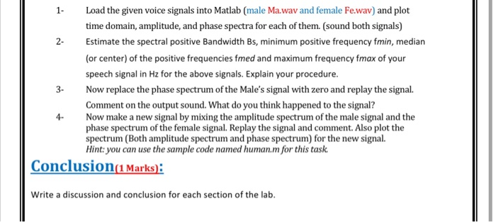 1- 2- Load the given voice signals into Matlab (male | Chegg.com
