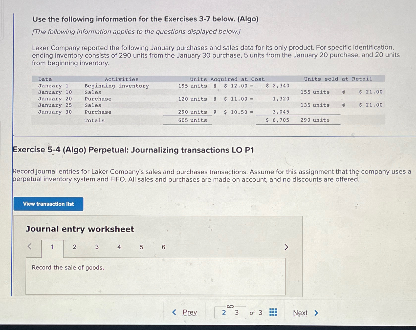 Solved Use the following information for the Exercises 3-7 | Chegg.com