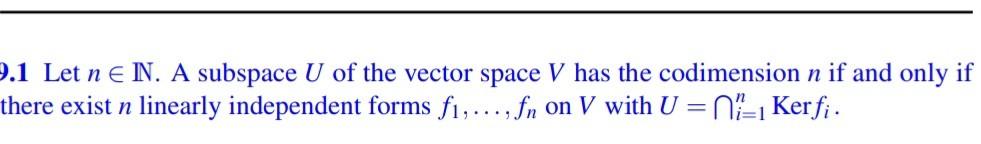 Solved .1 Let n∈N. A subspace U of the vector space V has | Chegg.com
