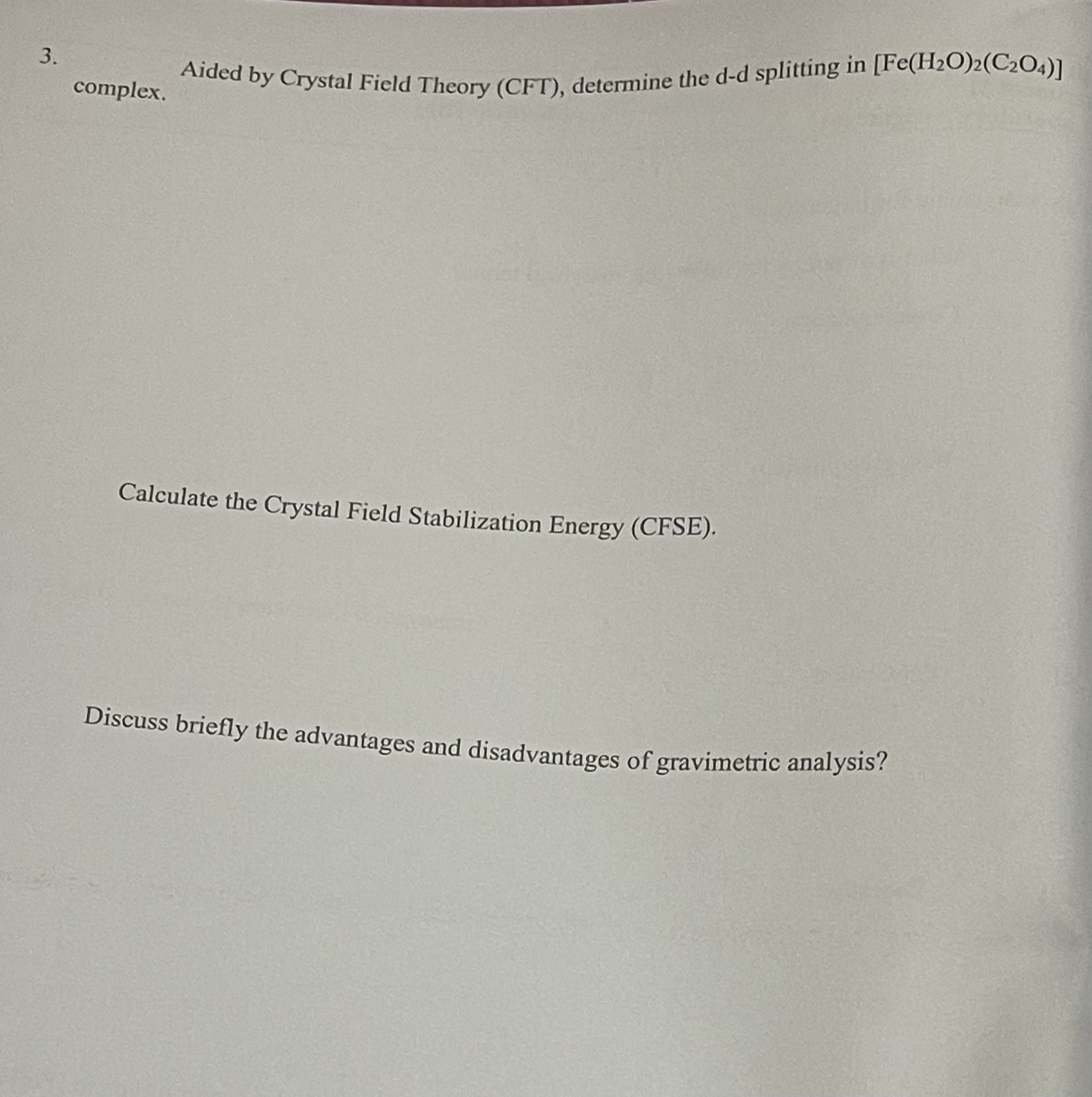 Solved complex.Aided by Crystal Field Theory (CFT), | Chegg.com