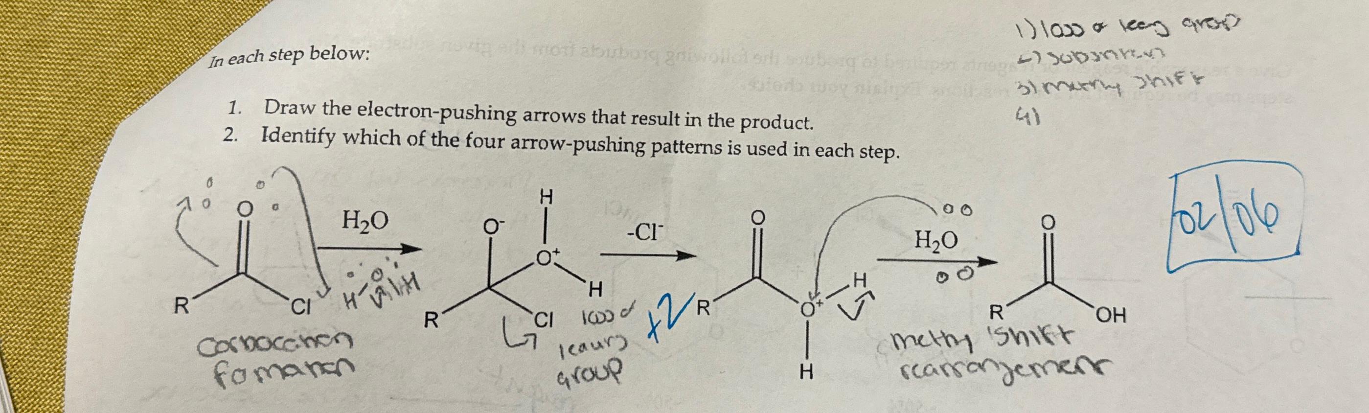 Solved In each step below:Draw the electron-pushing arrows | Chegg.com