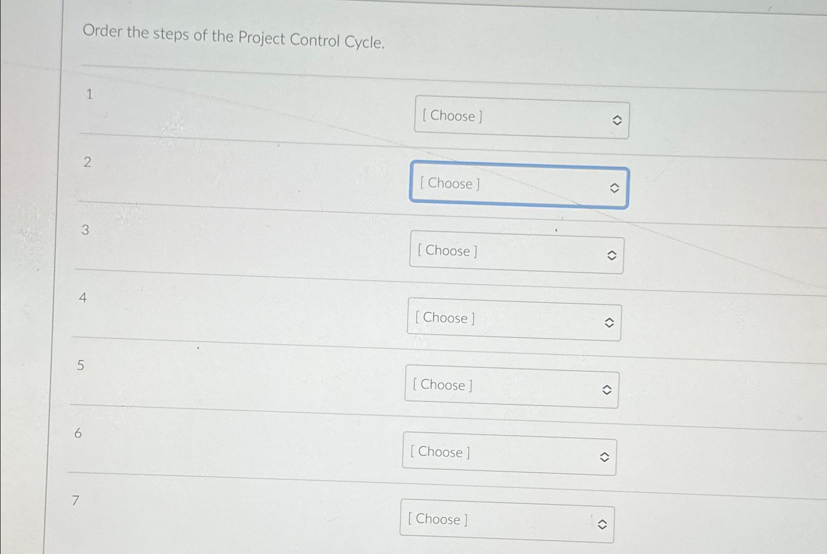 Solved Order the steps of the Project Control Cycle.1234567 | Chegg.com