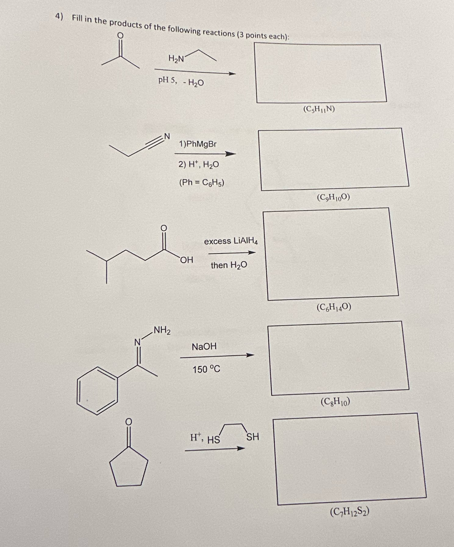 Solved Fill in the products of the following reactinne is | Chegg.com