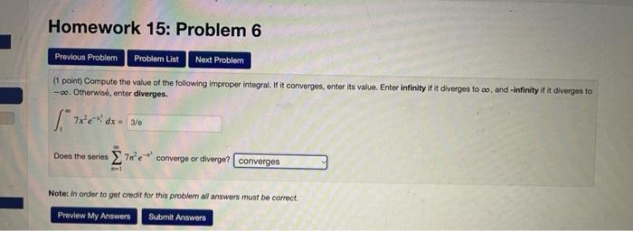 Solved Homework 15 Problem 6 Previous Probler Problem List