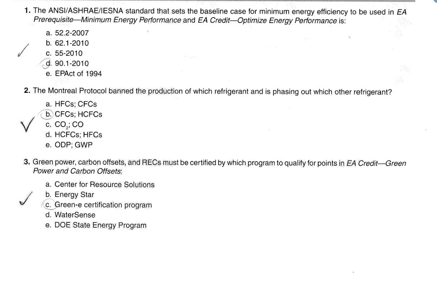 Solved 1. The ANSI/ASHRAE/IESNA standard that sets the | Chegg.com