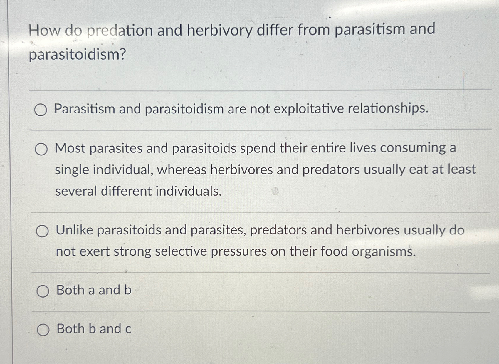 Solved How do predation and herbivory differ from parasitism | Chegg.com
