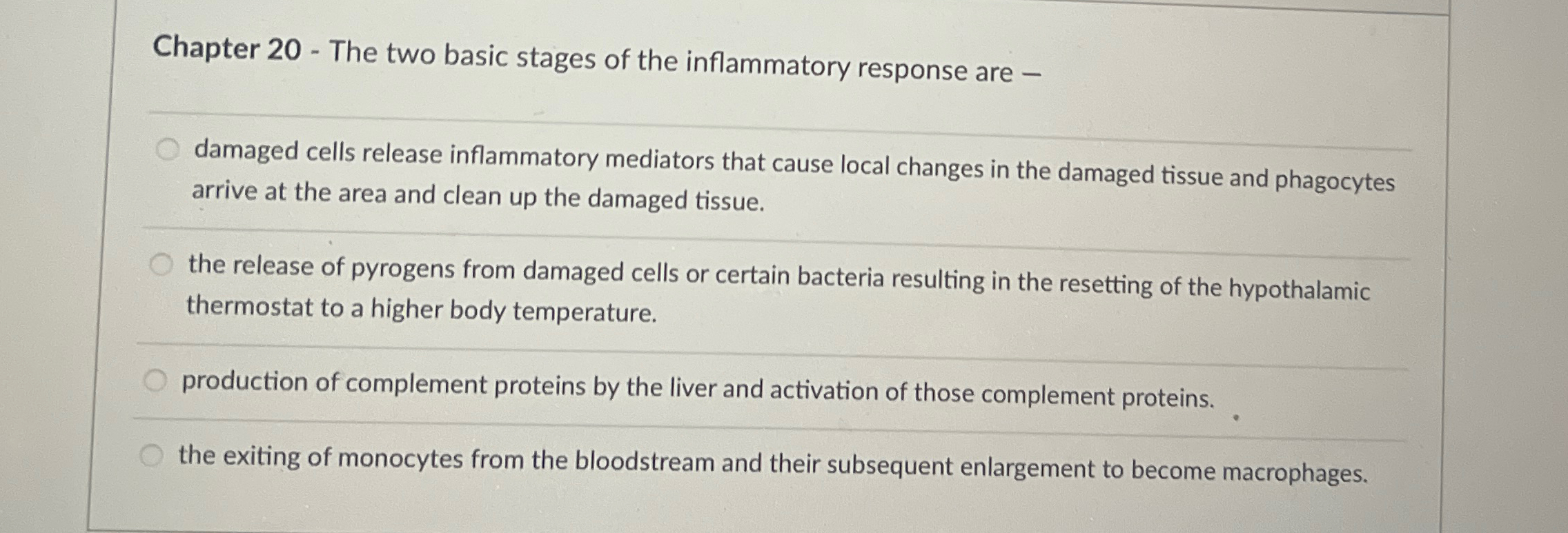 Solved Chapter 20 - ﻿The two basic stages of the | Chegg.com