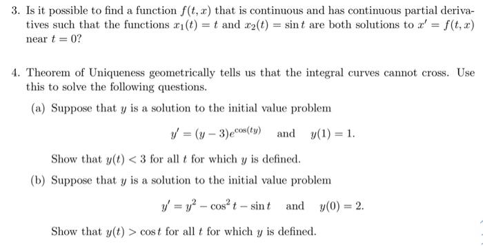 Solved 3. Is it possible to find a function f(t,x) that is | Chegg.com