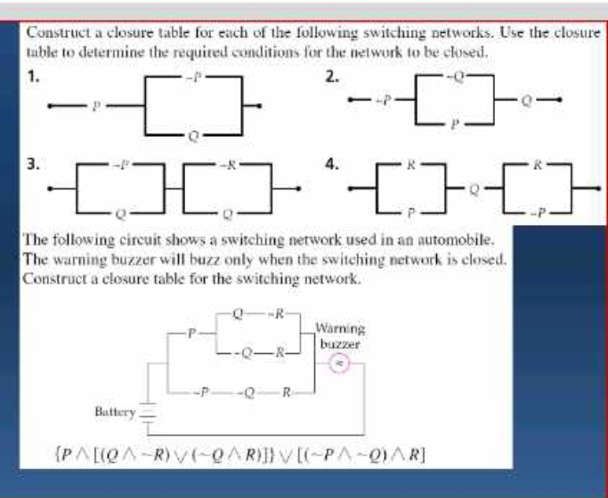 Construct a closure table for each of the following | Chegg.com