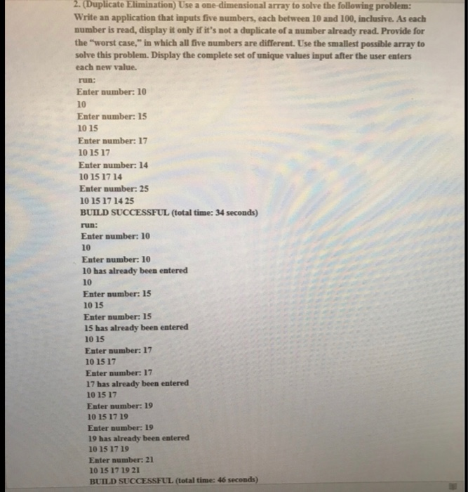 Solved 2. (Duplicate Elimination) Use a one dimensional | Chegg.com