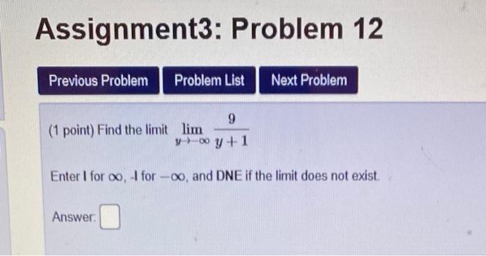 Solved Assignment3 Problem 11 Previous Problem Problem List 